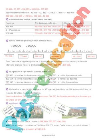 Les nombres inférieurs à 1 000 000 – Évaluation de numération pour le ...