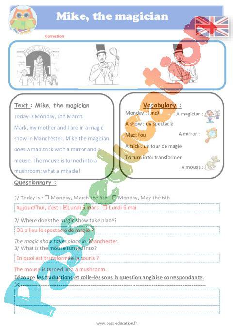 Mike, the magician – Ce1 – Ce2 – Cm1 – Cm2 – Anglais – Lecture – Level ...