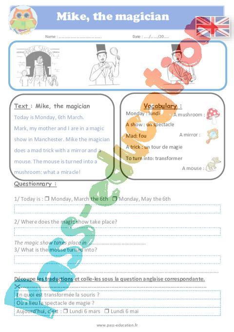Mike, the magician – Ce1 – Ce2 – Cm1 – Cm2 – Anglais – Lecture – Level ...