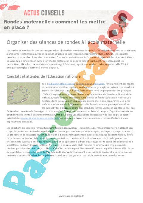 Rondes maternelle : comment les mettre en place ? par Pass-education.fr ...