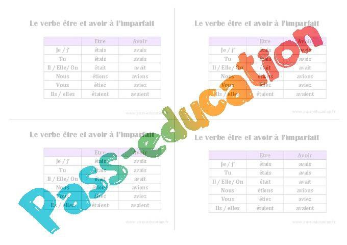 Verbe être et avoir à l’imparfait – Ce1 – Leçon – PDF gratuit à ...