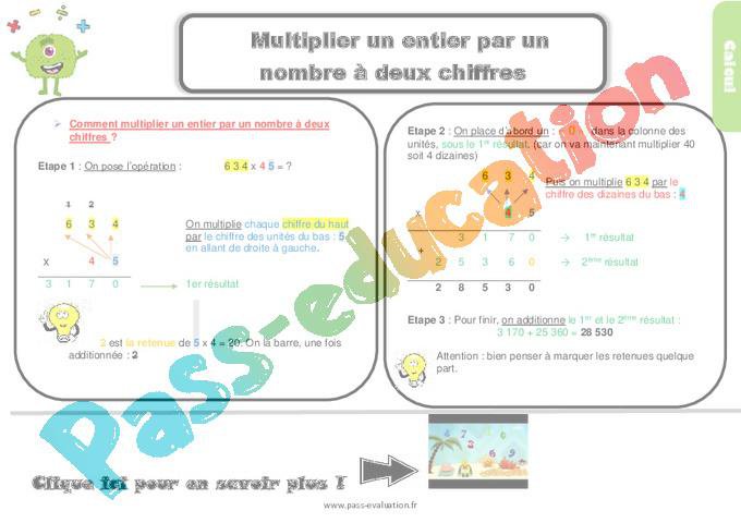 Multiplier un entier par un nombre à deux chiffres au Cm2 – Evaluation ...