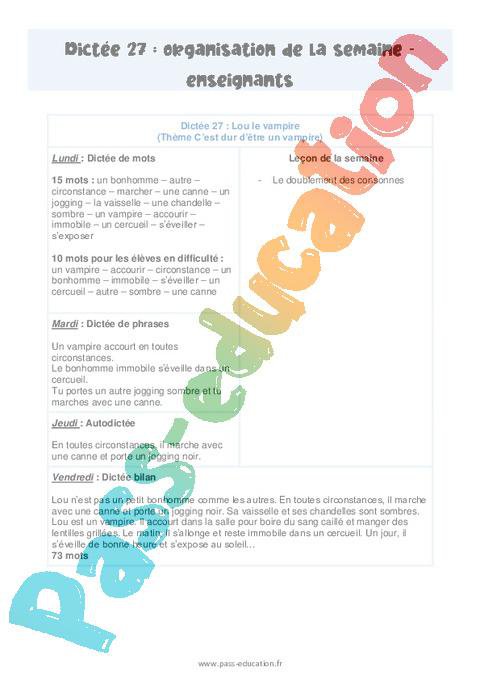 Lou le vampire (Thème C’est dur d’être un vampire) – Ce2 – Dictée ...