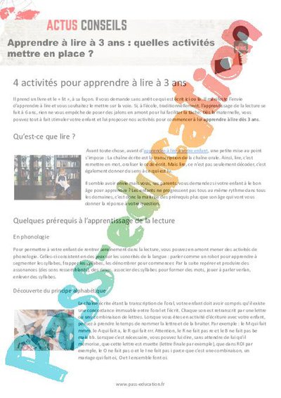 Apprendre à lire à 3 ans : quelles activités mettre en place ? par Pass ...
