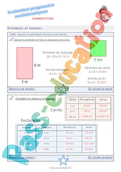 Calculer le périmètre et l’aire d’une forme au Cm2 – Evaluation ...