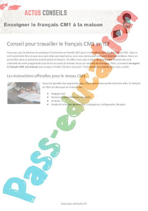 Enseigner le français CM1 à la maison par Pass-education.fr - jenseigne.fr