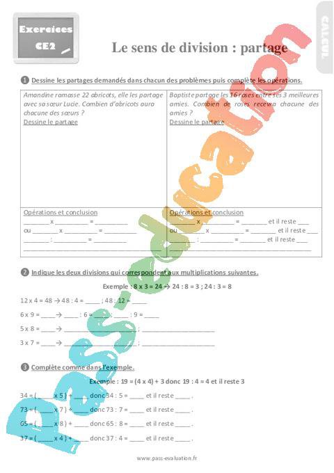 Le sens de la division : partage au Ce2 – Evaluation et bilan avec le ...
