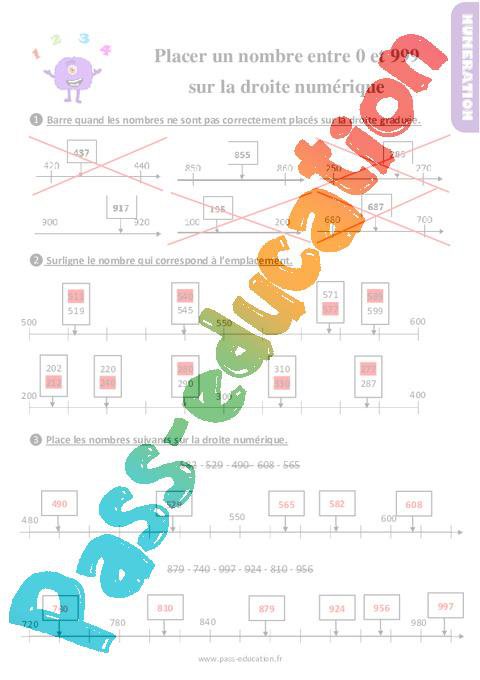 Placer les nombres de 0 à 999 sur la droite numérique au Ce1 ...