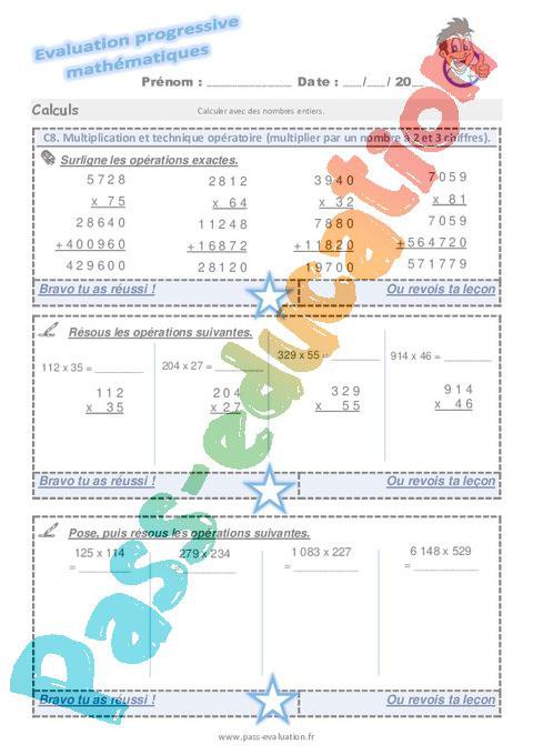 Multiplication et technique opératoire (multiplier par un nombre à 2 et ...
