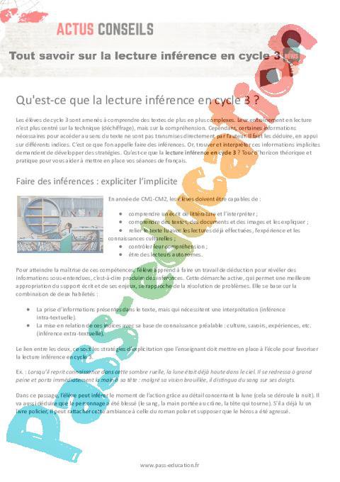 Tout savoir sur la lecture inférence en cycle 3 par Pass-education.fr ...