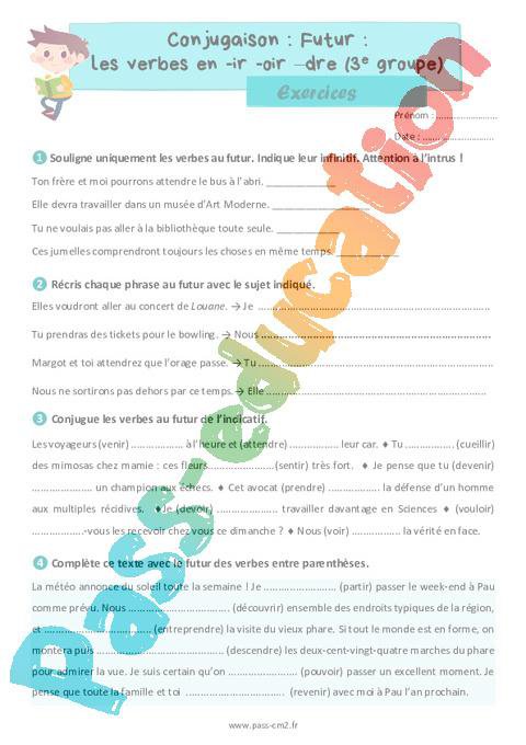 Futur des verbes en -ir -oir –dre (3e groupe) – Exercices de ...