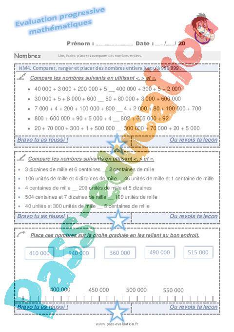 Comparer, ranger et placer des nombres entiers jusqu’à 999 999 au Cm2 ...