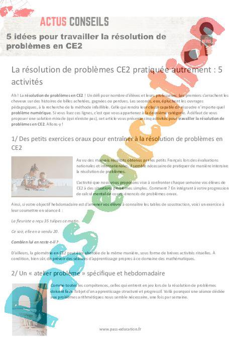 5 idées pour travailler la résolution de problèmes en CE2 par Pass ...