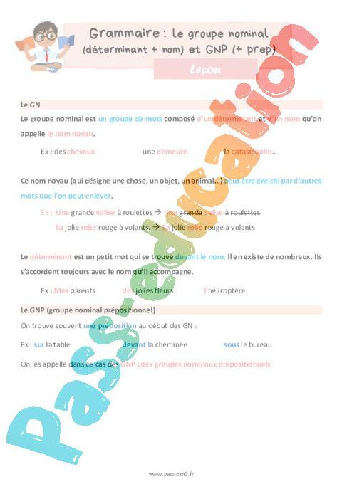 Groupe Nominal Déterminant Nom Et Groupe Nominal Prépositionnel