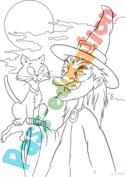 Coloriage gratuit : Sorcière – PDF à imprimer par Pass-education.fr ...