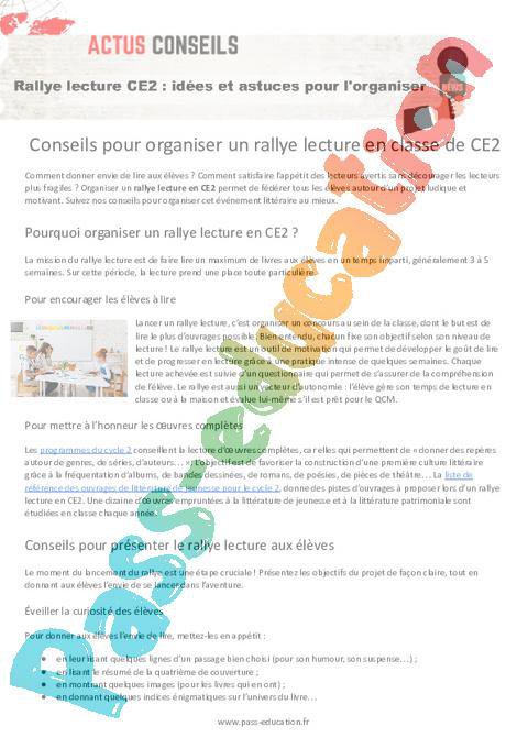 Rallye lecture CE2 : idées et astuces pour l’organiser par Pass-education.fr - jenseigne.fr