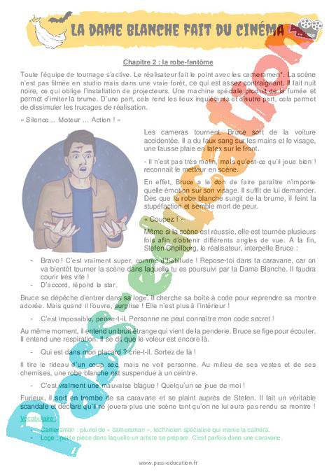 La Dame Blanche fait du cinéma – Cm1 – Cm2 – Récit – Lecture à télécharger – Cycle 3 – PDF à ...