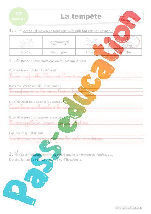 La tempête – CP – Lecture compréhension – Histoire illustrée – Niveau 3 ...