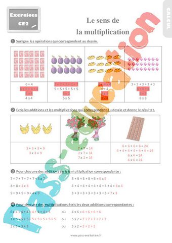 Evaluation et bilan au Ce2 sur le sens de la multiplication avec les ...
