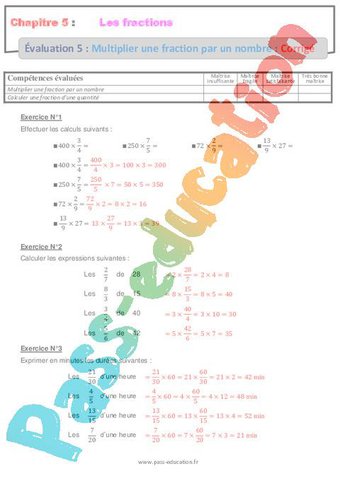 Multiplier une fraction par un nombre – 6ème – Séquence complète – Les ...