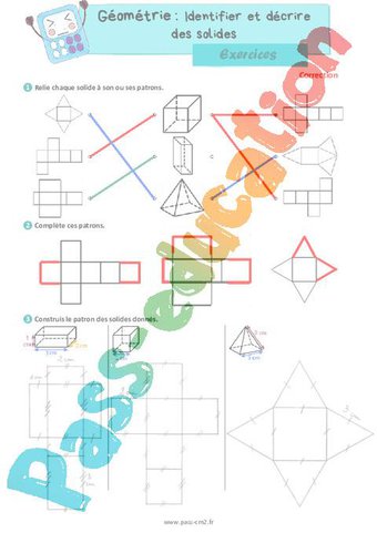 Identifier et construire des patrons de solides – Exercices de géométrie pour le cm2 – Cycle 3 ...
