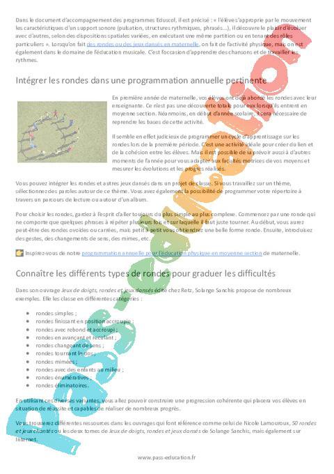 Rondes moyenne section : un apprentissage progressif par Pass-education ...
