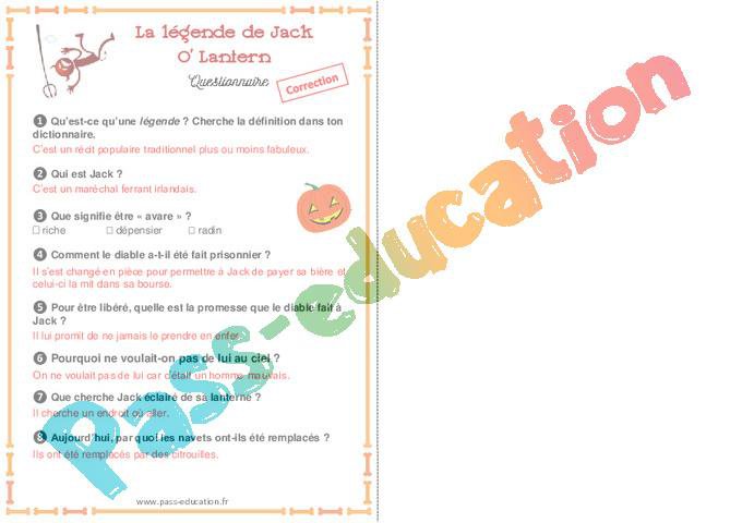 La légende de Jack o lantern – Halloween – Récit – Ce2 – Cm1 – Cm2 ...