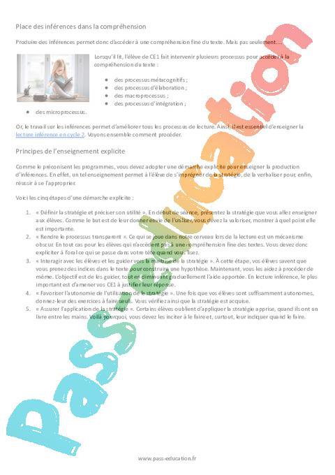 La lecture inférence en CE1 : mise en place conseillée par Pass ...