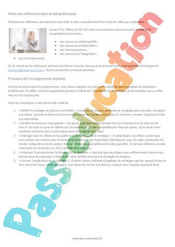 La lecture inférence en CE1 : mise en place conseillée par Pass ...