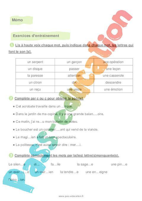 Le son [S] – CM1 – Soutien scolaire pour les élèves en difficulté ...