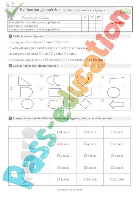 Identifier et décrire les polygones au CE2 – Evaluation: QCM – Quiz ...