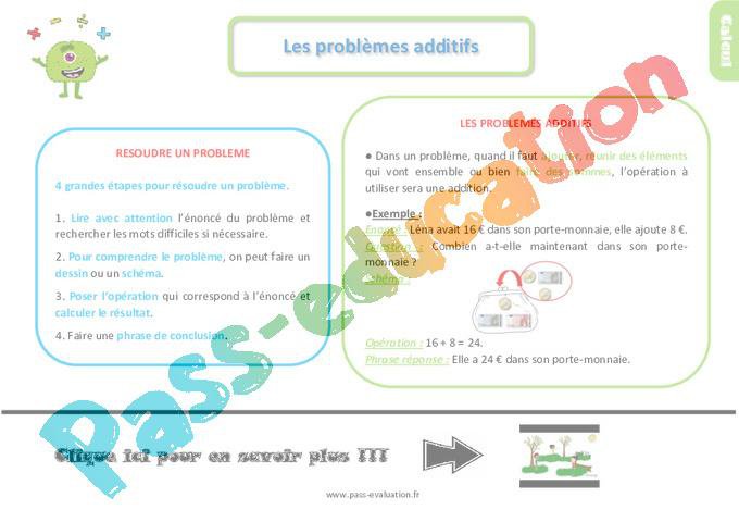 Les problèmes additifs au Ce1 – Evaluation et bilan avec le corrigé ...
