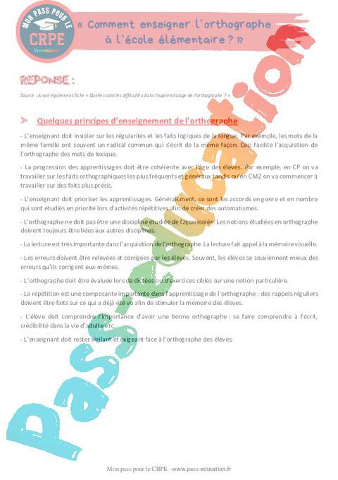 Comment enseigner l’orthographe à l’école élémentaire ? – crpe 2026 ...