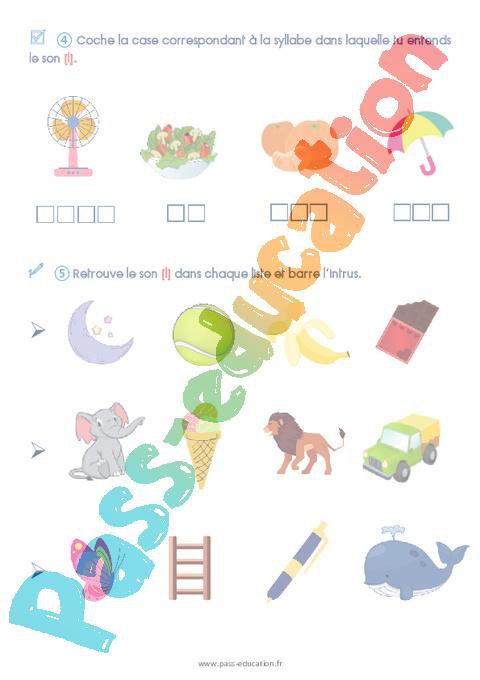 Le son [l] – GS – Phonologie – Exercices par Pass-education.fr ...