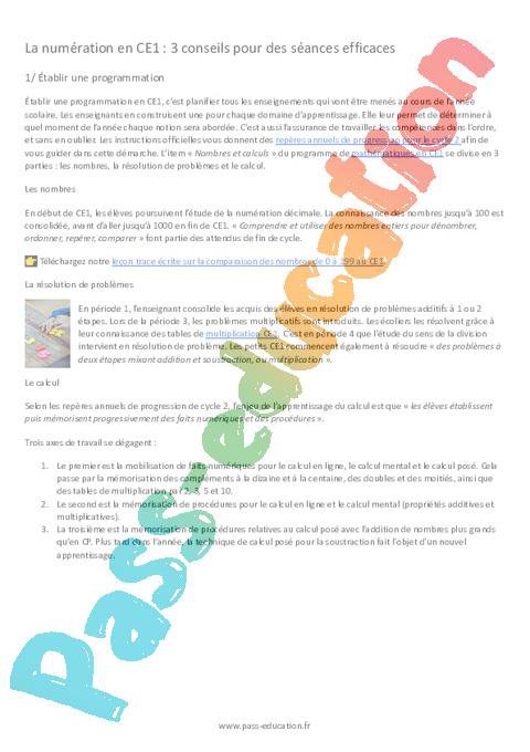 Aborder la numération en CE1 : conseils et ressources par Pass ...