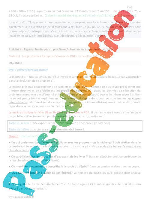 Résoudre des problèmes à plusieurs étapes – CM2 – Fiche de préparation ...