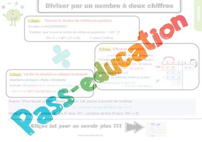 Diviser par un nombre à deux chiffres au Cm1 – Leçon, trace écrite ...