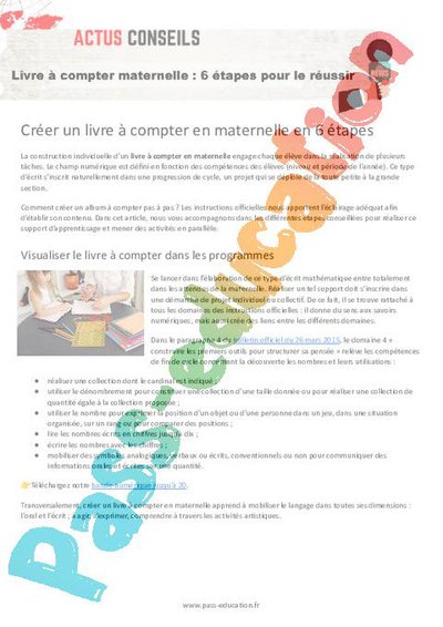 Livre à compter maternelle : 6 étapes pour le réussir par Pass ...