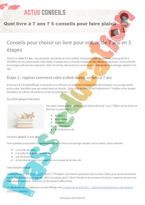 Quel livre à 7 ans ? 5 conseils pour faire plaisir par Pass-education ...