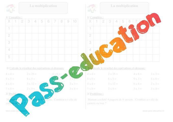 Multiplication – Ce1 – Exercices corrigés – Mathématiques – Cycle 2 ...