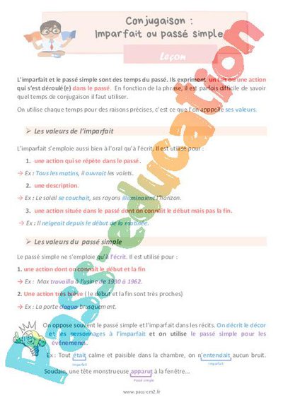 Alternance: Imparfait ou passé simple – Leçon de conjugaison pour le ...