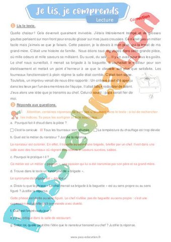 Fourneaux – Cm1 – Lecture: Je lis, je comprends – PDF à imprimer par ...