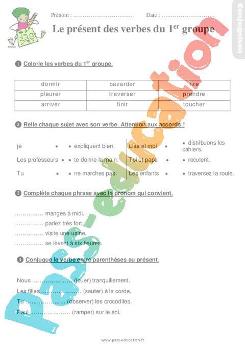 Présent des verbes en -er – Ce1 – Étude de la langue – Exercices avec ...