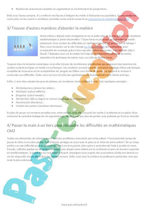 Difficultés mathématiques CM2 : aider son enfant au quotidien par Pass ...