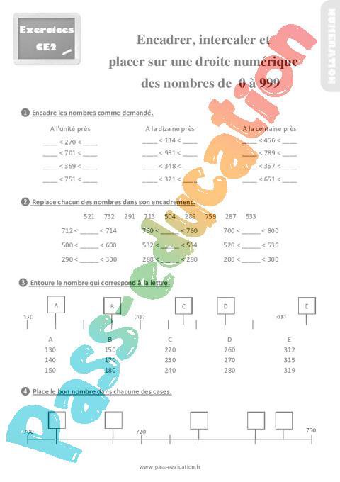 Evaluation avec le corrigé pour le Ce2 – Encadrer, intercaler et placer ... Evaluation avec le corrigé pour le Ce2 – Encadrer, intercaler et placer ...