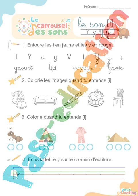Le son [i] = y – GS – CP – Phonologie – Lecture – Le carrousel des sons ...