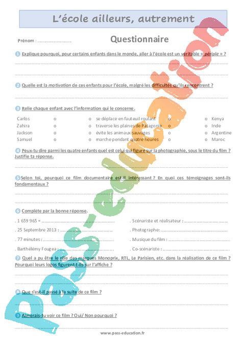 Sur le chemin de l’école (affiche) – Cm2 – Ecrit fonctionnel – PDF à ...