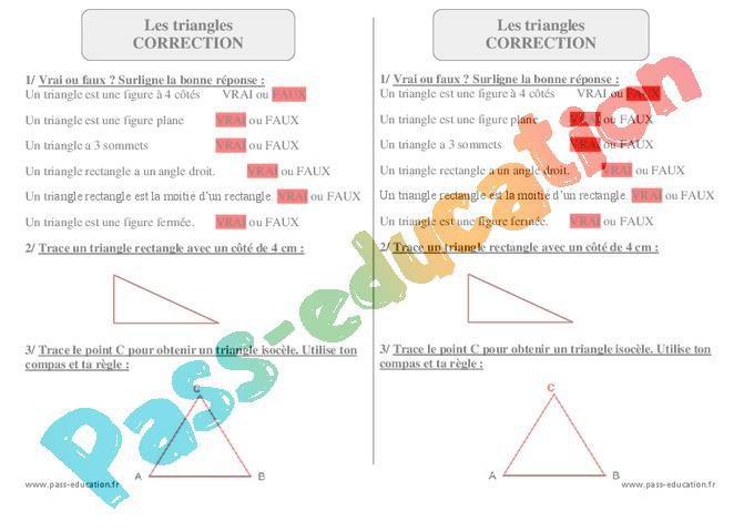 Triangles – Ce2 – Exercices avec correction – Géométrie par Pass ...