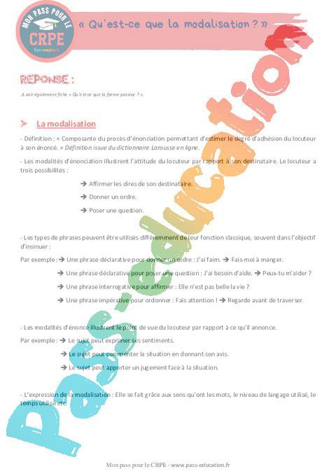 Qu’est-ce que la modalisation ? – crpe 2027 – cycle 3 – pdf à imprimer ...