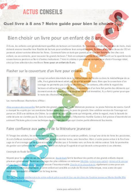 Quel livre à 8 ans ? Notre guide pour bien le choisir par Pass ...